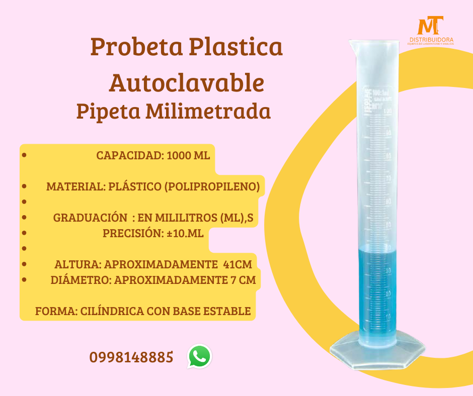 Probeta de polipropileno de 1000ml graduada